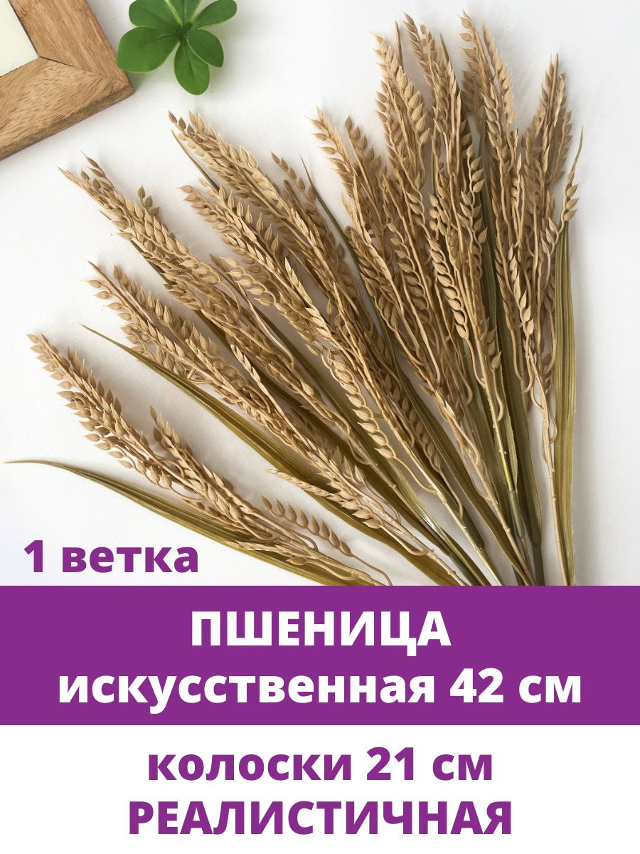 Колосья пшеницы искусственные, Сухоцветы для декора, осенний букет, цвет бежевый, 42 см, 1 ветка