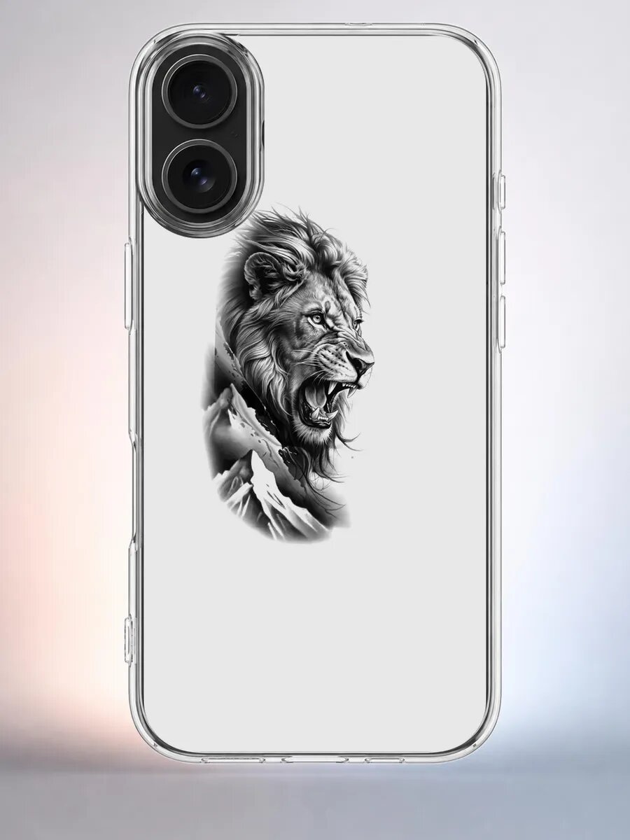 Чехол iPhone 16 лев минимал текстура силиконовый