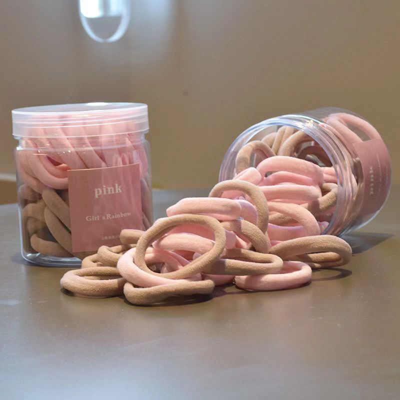 Эластичные резинки для волос, аксессуары, Pink, 50шт/1 банка с этикеткой, прочные, не спутываются, резинки для волос