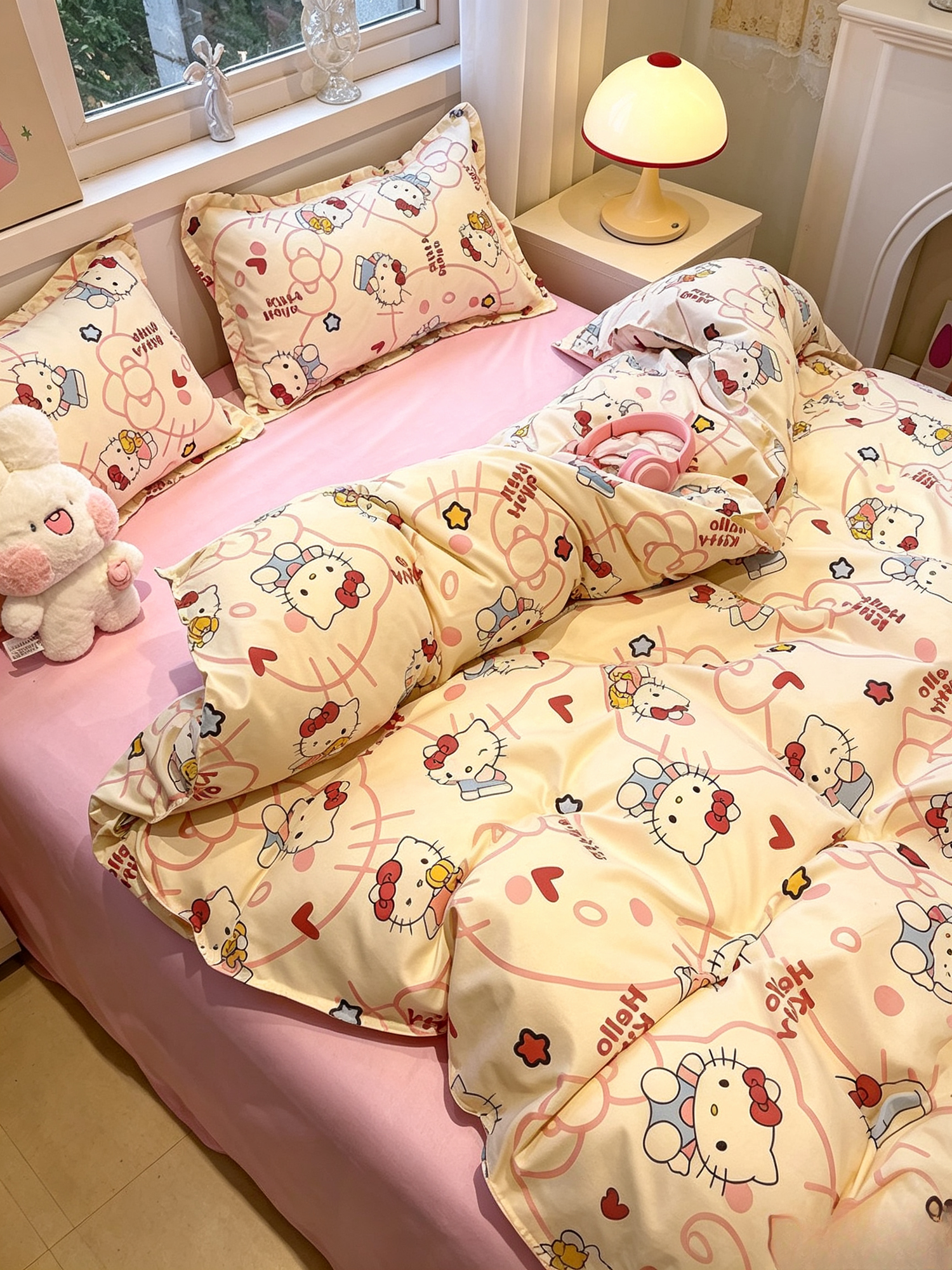 Постельное белье 1 5 спальноеПолисатиннаволочки 48х74 1 шт hello kitty