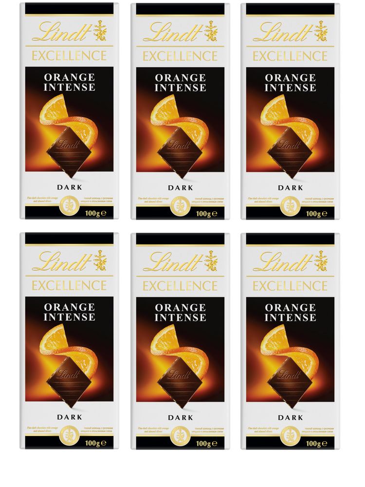 Lindt Excellence Шоколад темный с кусочками апельсина и миндаля, 100 гр, 6 шт