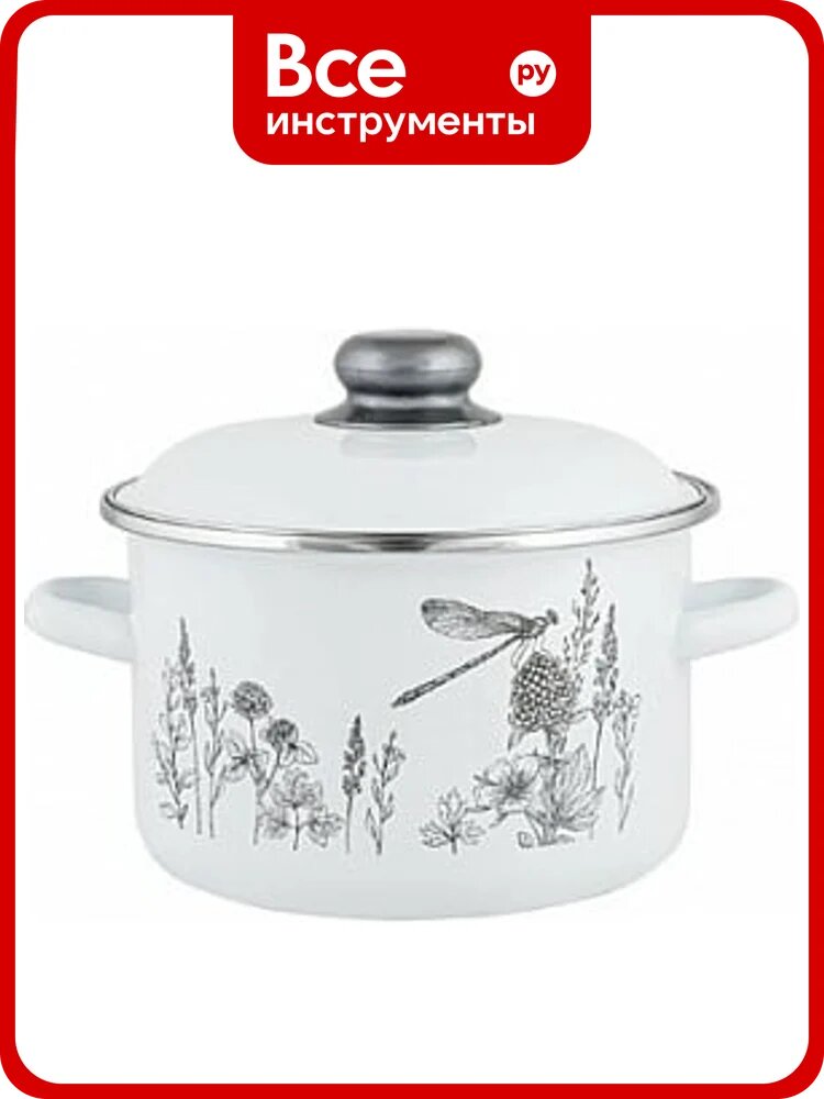 Цилиндрическая эмалированная кастрюля appetite FLORA-2 2 л 1RD161M FLORA
