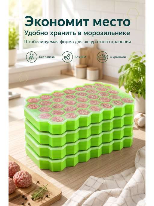 Форма для запекания 37 яч. 13.2 см x 7.8 см 1 шт пищевой силикон квадратная, фигурная антипригарное покрытие