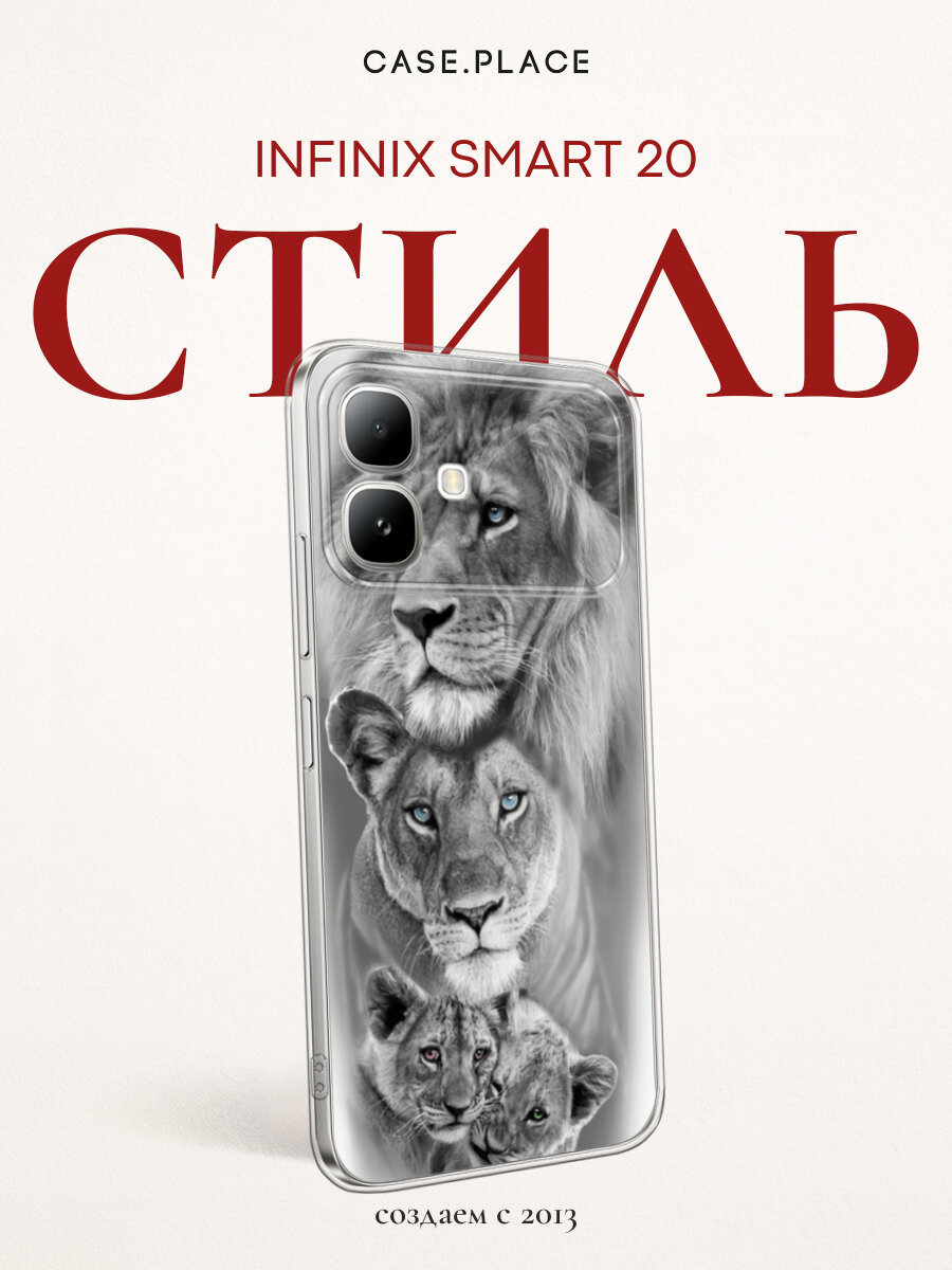 Чехол на Infinix Smart 20 / Инфиникс Смарт 20 с принтом Львиная семья