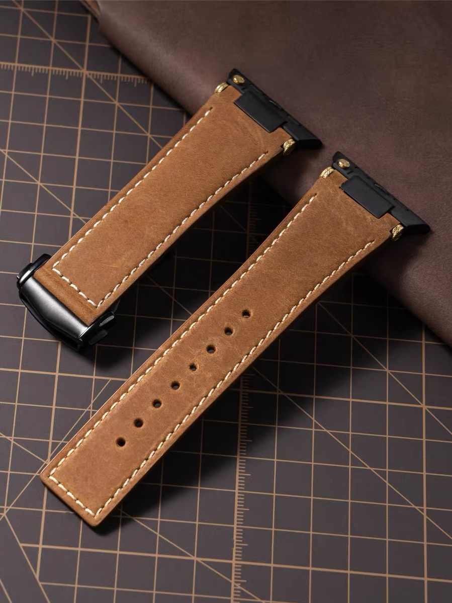 Кожаный ремешок для Apple Watch 42 / 44 / 45 / 46 / Ultra 49 mm Danny Black Brown