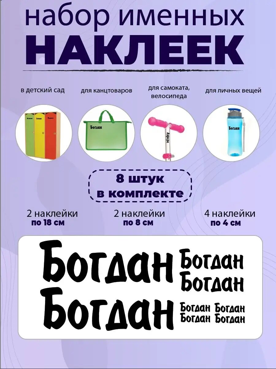 Наклейка с именем Богдан на шар подарок
