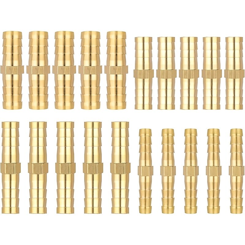 Латунные штуцеры для шлангов, 20 шт, размеры 1/4", 5/16", 3/8", 1/2" (6–12 мм), адаптер для воды, топлива и масел