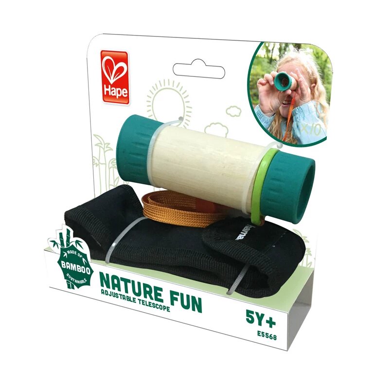 Hape 8x Телескоп с регулируемым фокусом для детей, четкий обзор, подходит для мальчиков и девочек от 6 до 12 лет