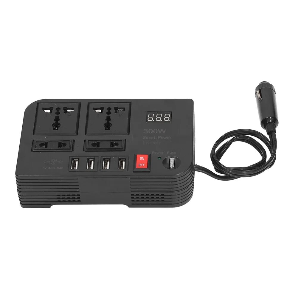 Инвертор E8982 DC12V AC220-240V, 300 Вт, модифицированная синусоида, с 4 USB и 2 розетками