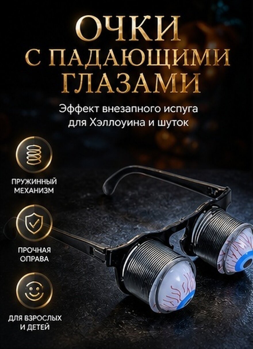 Страшные Очки С Выпирающими Глазами На Пружинке Для Взрослых И Детей Кostюм Halloween Партия