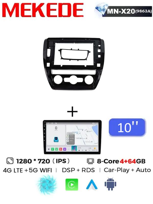Магнитола Mekede MN X20 Pro 4+64G 10.2 дюймов Volkswagen Jetta 6 2011-2018