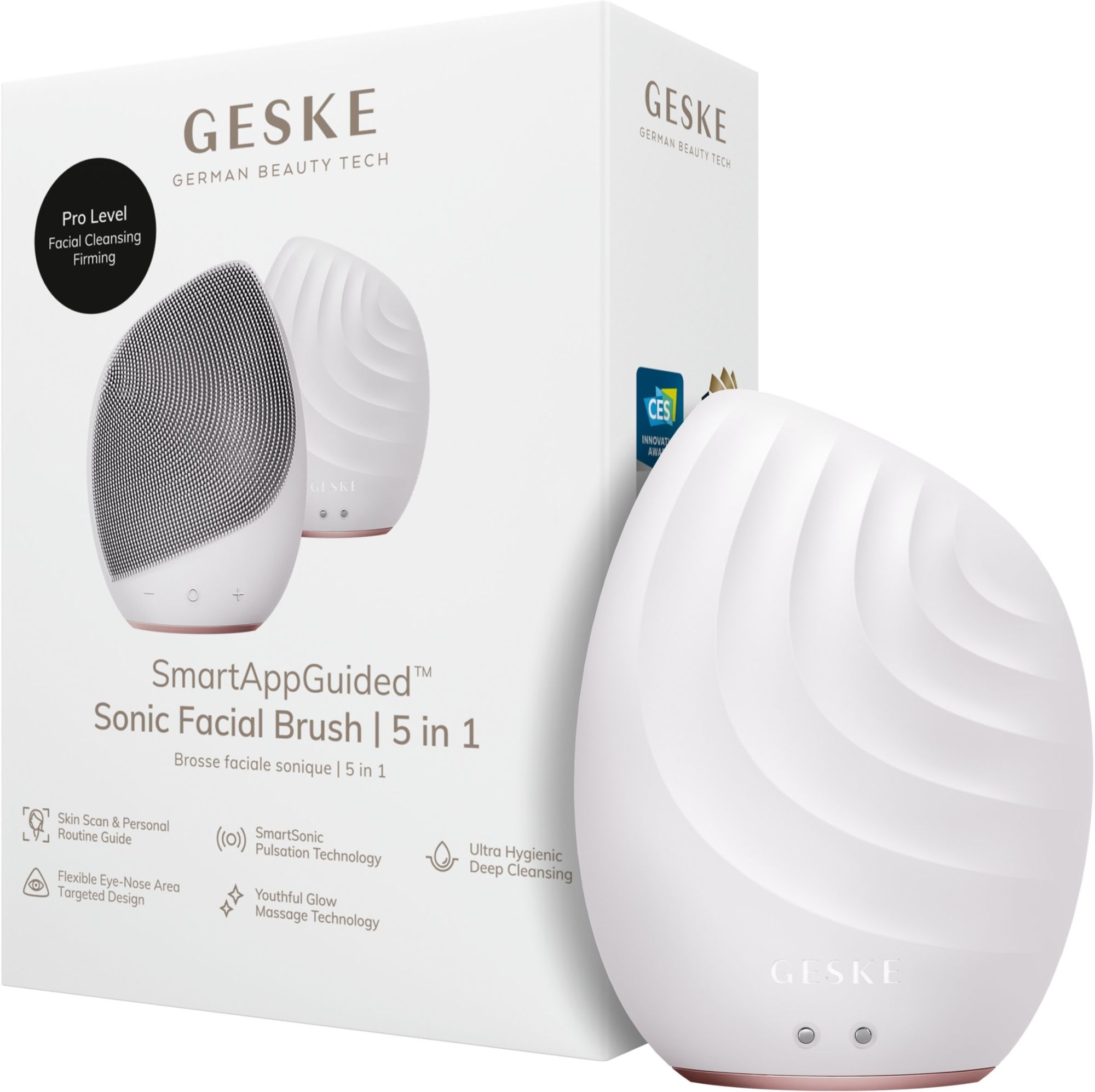 Geske Звуковая щетка для лица 5 в 1 Sonic Facial Brush 5 In 1 цвет белый
