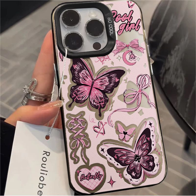 Чехол на Айфон 17 / iPhone 17 бабочка черный С принтом Антиударный