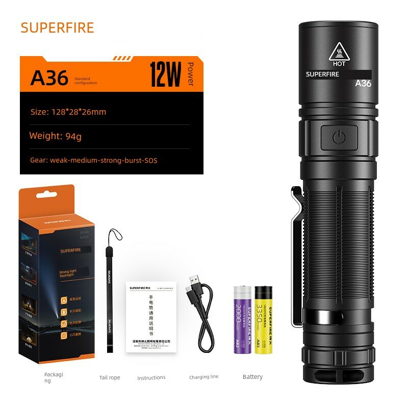 Миниатюрный фонарь Shenhuo 12W перезаряжаемый с батареей 18650 и мощным магнитом на хвосте время работы 8-16 часов