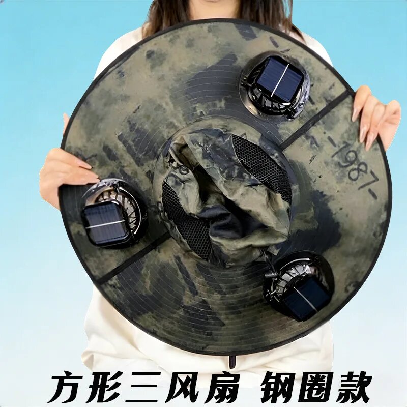 Солнцезащитная камуфляжная шляпа с вентилятором DR.EAGLE для мужчин Three Fans - green