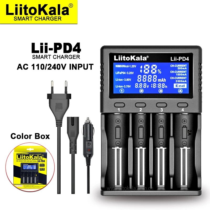 Liitokala Lii-PD2 Зарядное устройство для аккумуляторов EU, Lii-PD4 Full set