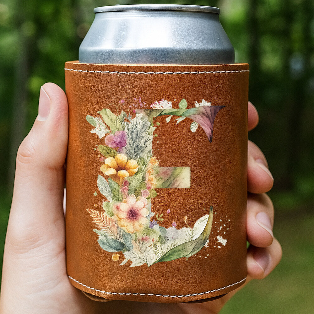 Чехол-охладитель для банок 12 oz с цветочным узором, светло-коричневый, модель E, 1 шт.