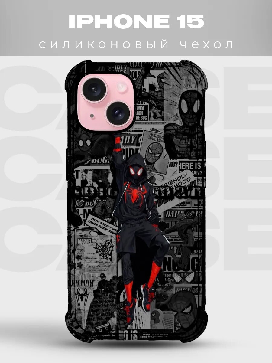 Чехол на iPhone 15 Человек-паук spiderman комикс spider man