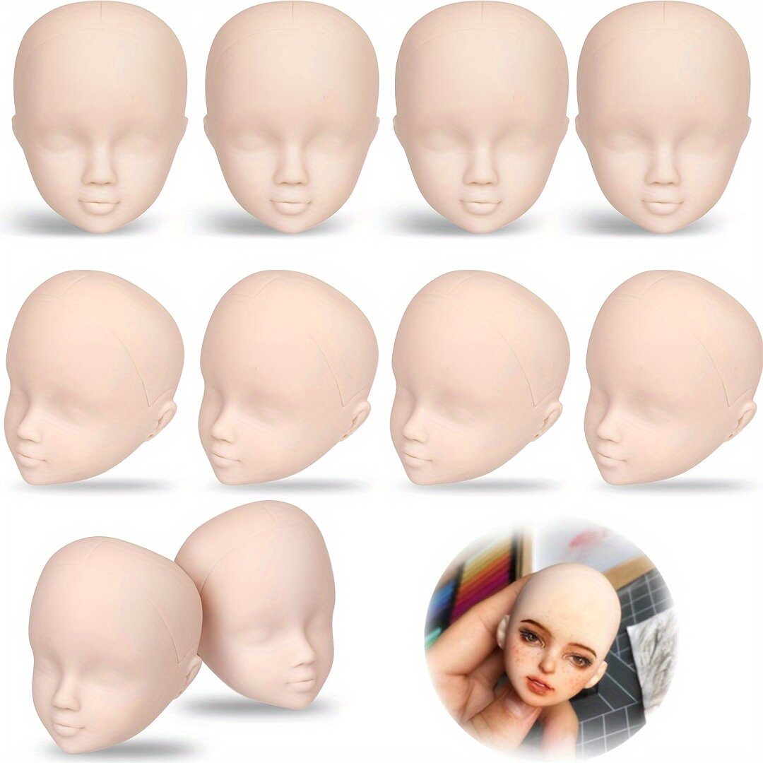 Голова для куклы 1/6 из мягкого пластика, 10 шт, без века, для практики макияжа и перекраски, белый
