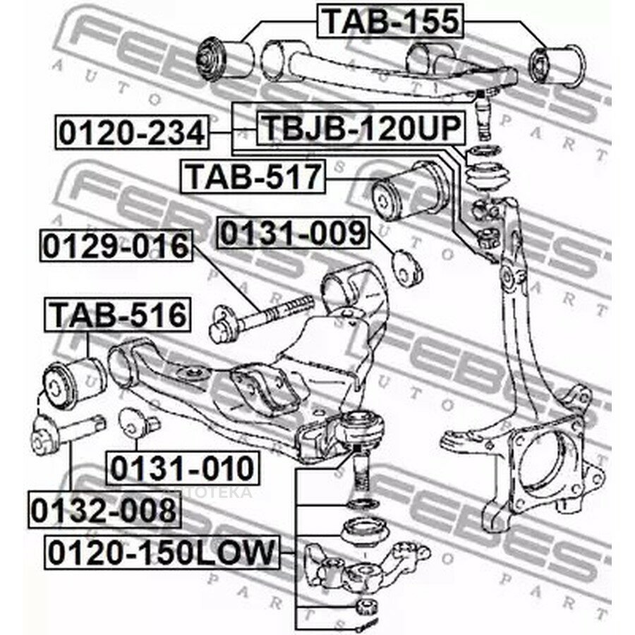 Болт С эксцентриком TOYOTA LAND CRUISER PRADO GDJ150 GRJ150 KDJ150 LJ150 TRJ15# 2009.08-2017.08 [GR] FEBEST 0129016