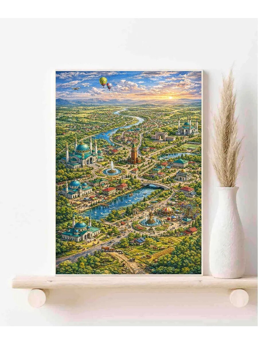 Шали, Россия, Fantasy Map, Карта, Плакат 30x42см