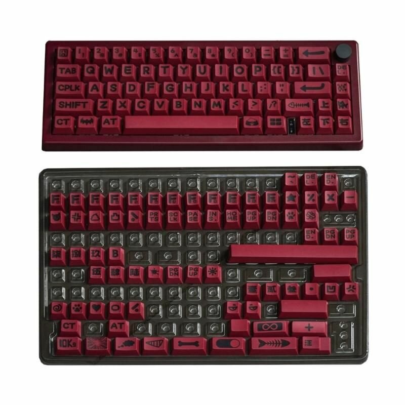 138 Клавиш PBT Кейкапы Animal Party для механической клавиатуры Cherry MX, красный