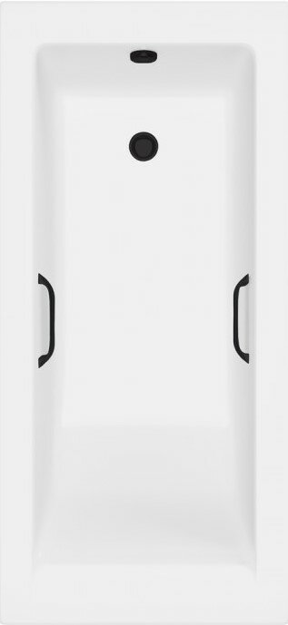 Ванна из литьевого мрамора Delice Diapason 150х70 см, пристенная, матовая с черными ручками