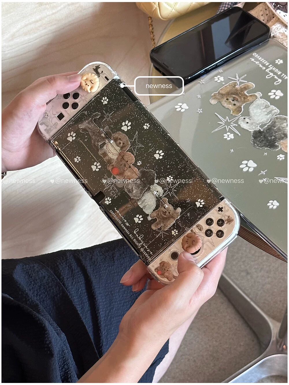 Прозрачная пленка с блестками из акрила для Nintendo Switch, включая заднюю панель и ручку
