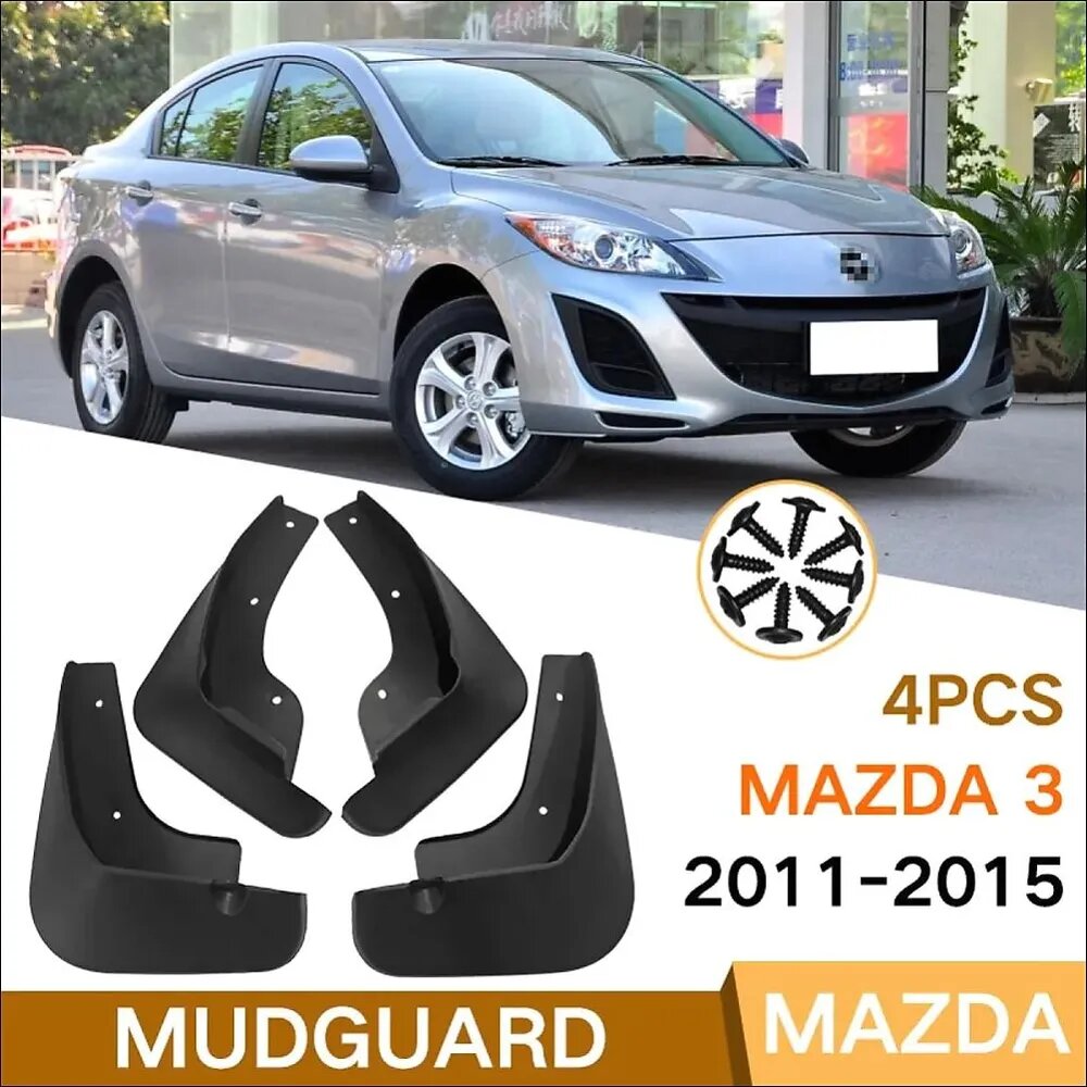 Брызговики для Mazda 3 2011-2015, комплект 4 шт, ABS пластик, черные