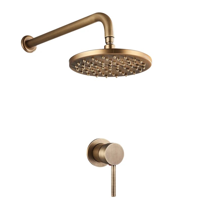 Античный медный скрытый душевой смеситель дождевого душа с одним или двумя ручками для смешивания горячей и холодной воды, ванна-душ с одной ручкой