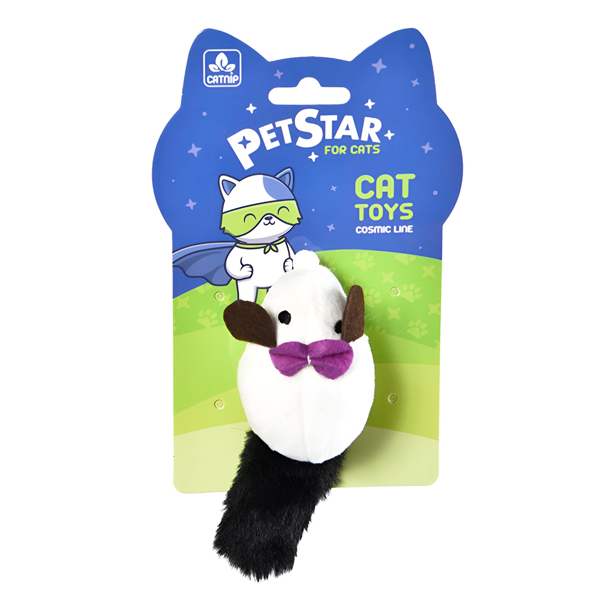 Игрушка для кошек Мышка с бантиком и мятой, длина - 12 см, PET STAR