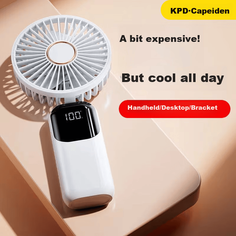 KPD Keep Pursuing Dreams Ручной мини-вентилятор с цифровым дисплеем Высокомощный портативный заряжаемый вентилятор для