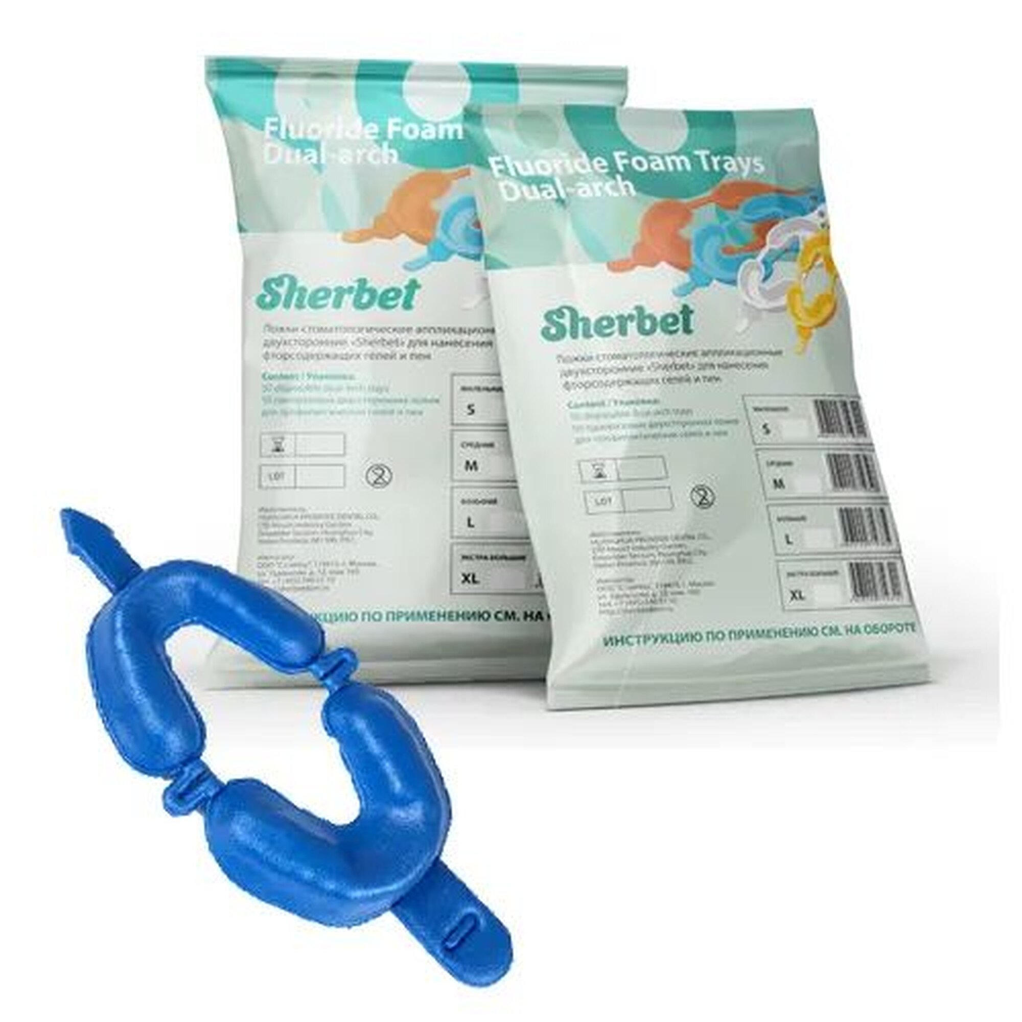 Ложки стоматологические Sherbet, аппликационные, двусторонние, синие, 50 шт.