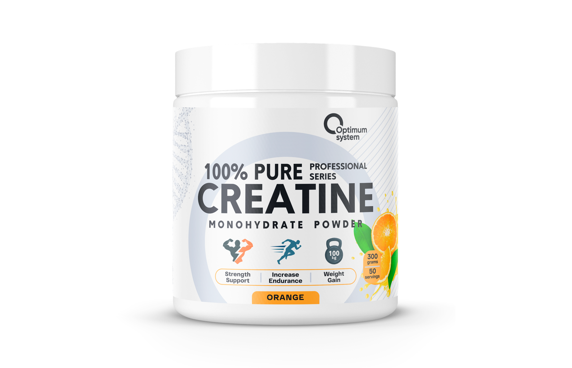 Optimum System 100% Pure Creatine Monohydrate (Со Вкусом) 300 грамм (Апельсин)