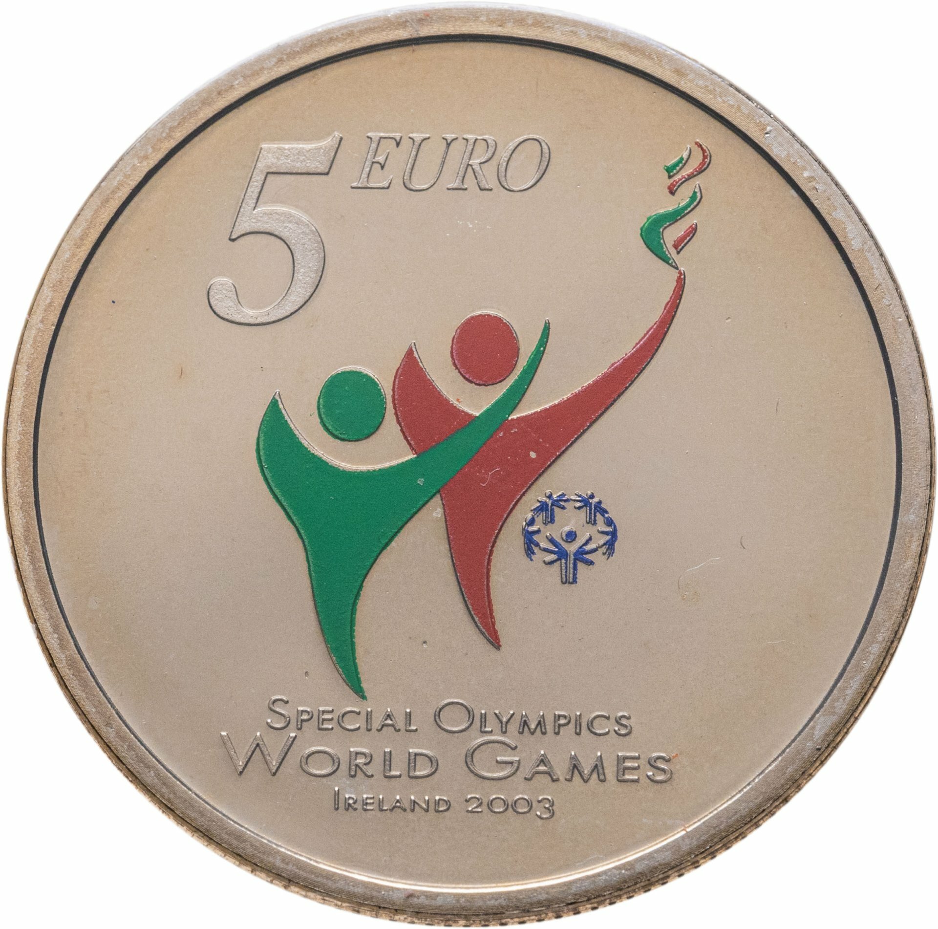 Ирландия 5 евро 2003 "Специальная Олимпиада 2003 в Дублине" в буклете, Мельхиор медь-никель, в сохранности BUNC
