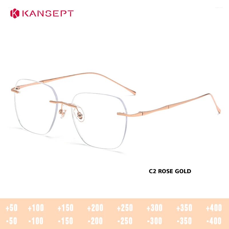 KANSEPT Титановые очки Minus для чтения 8911 A ROSE GOLD, Prescription custom