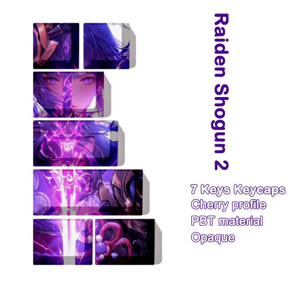 Genshin Impact Keycaps Chiori Arlecchino Furina PBT 7 клавиш Фиолетовый, Raiden Shogun 2