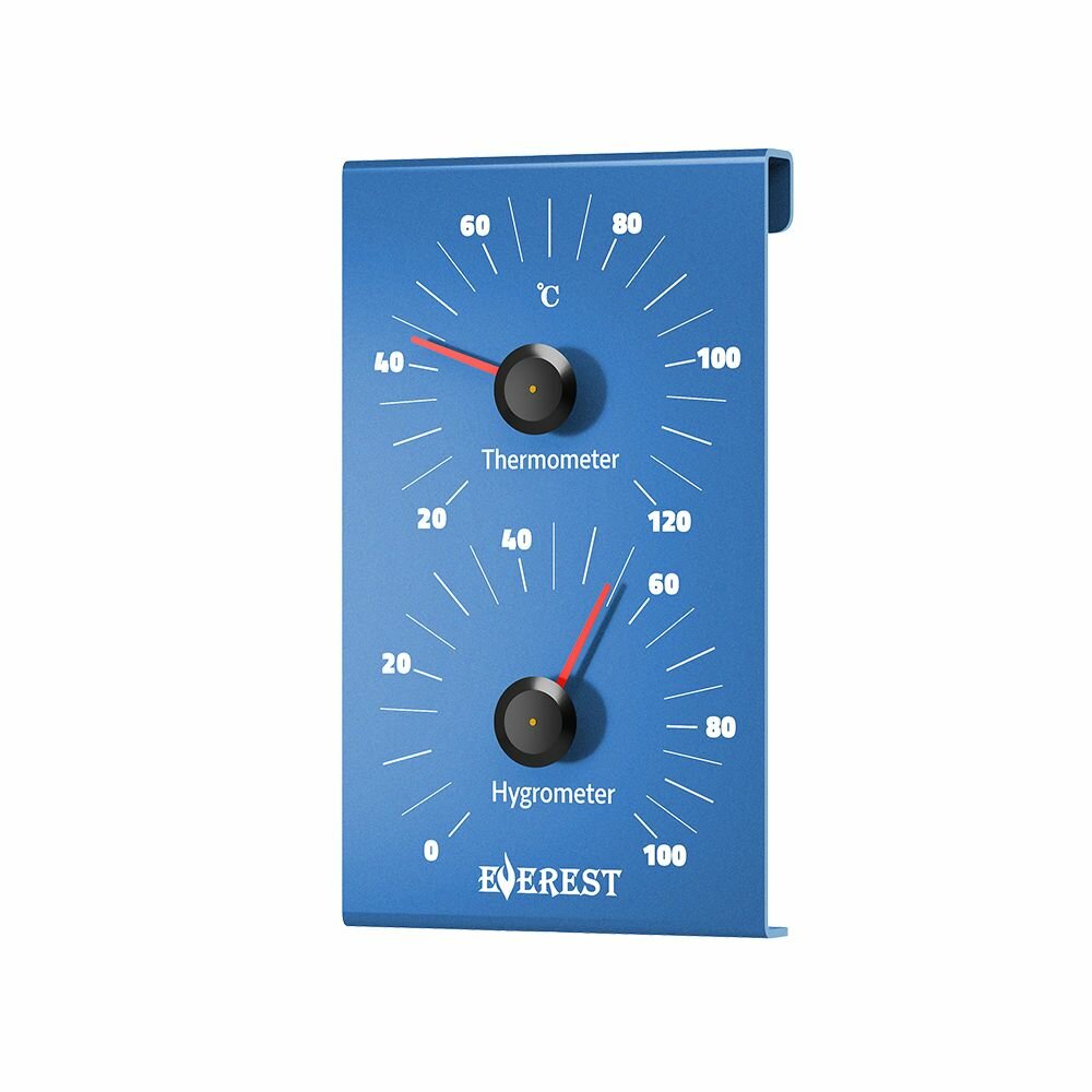 Термогигрометр для бани и сауны, EVEREST, алюминий, синий (blue) TG-29