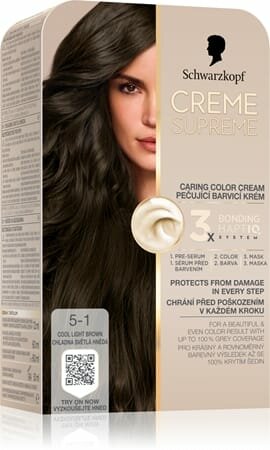 Краска для волос Schwarzkopf Creme Supreme, оттенок 1-0 Natural Black, 60 мл