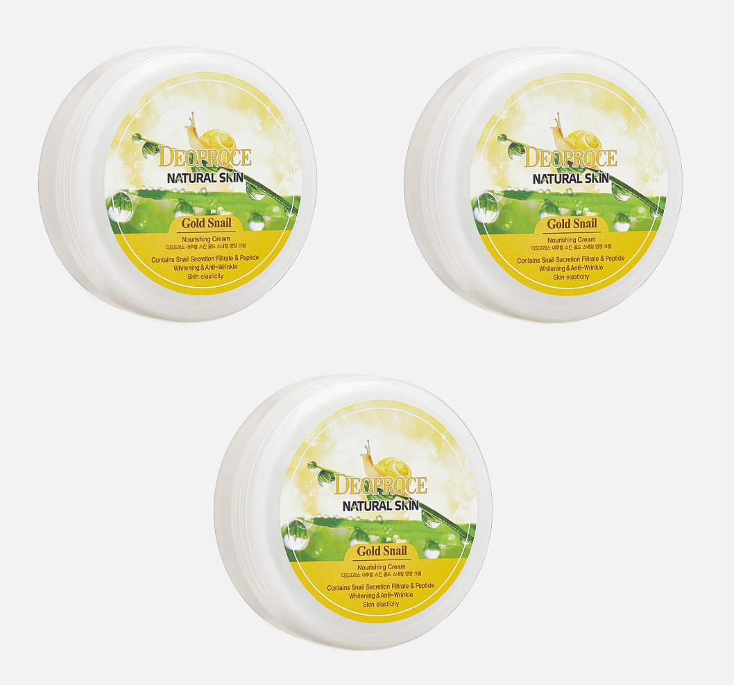 Deoproce Natural Skin Gold Snail Nourishing Cream Крем для лица и тела, 100 гр, 3 штуки.