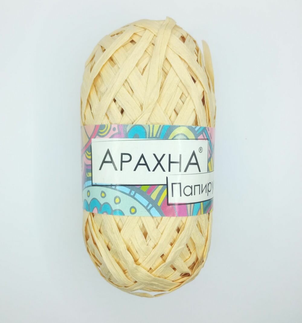 Пряжа для вязания Арахна Папирус Papyrus 10 св. бежевый 1 моток 40 гр/50 м 100% целлюлоза