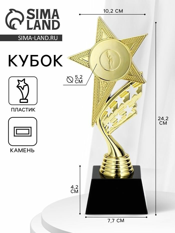 Кубок, наградная фигура Звезда , подставка пластик, золото, 24 10.1 7.8 см