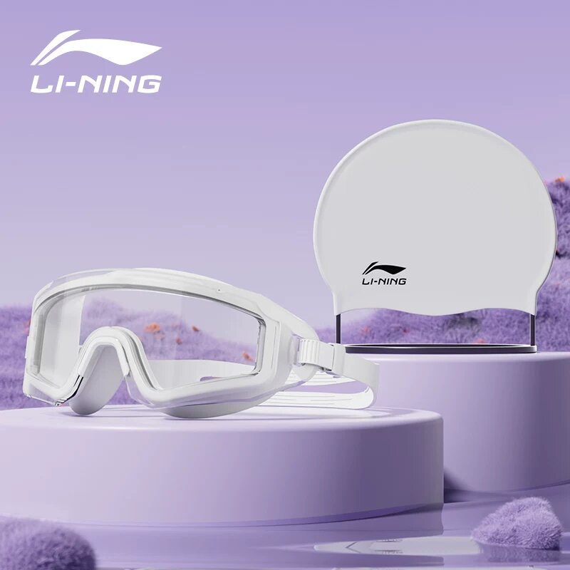 Очки для плавания Li Ning, высокой четкости, с защитой от запотевания, водонепроницаемые, женское снаряжение для