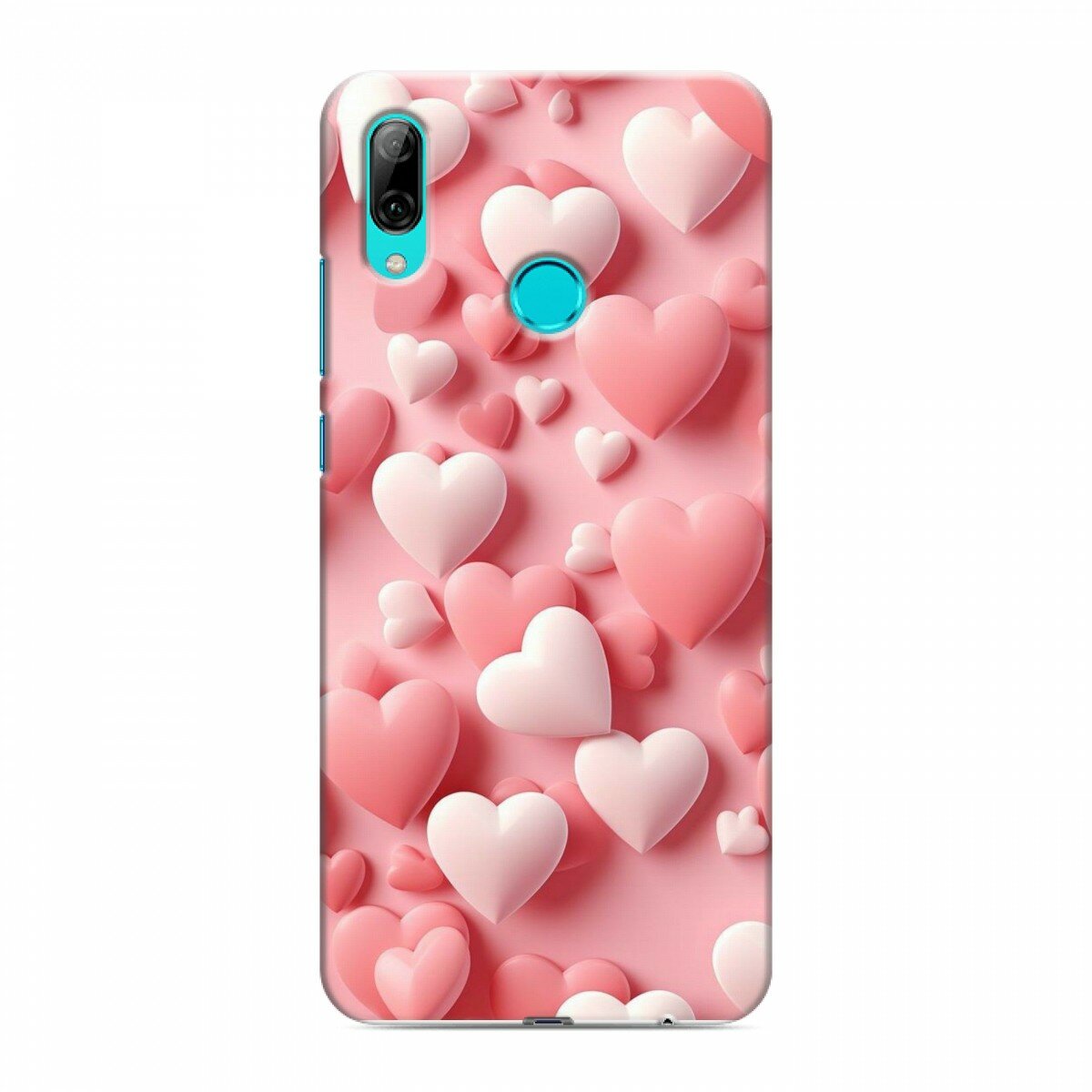 Чехол для Huawei P Smart (2019) с принтом Сердечки на розовом фоне (Хуавей П Смарт 2019)