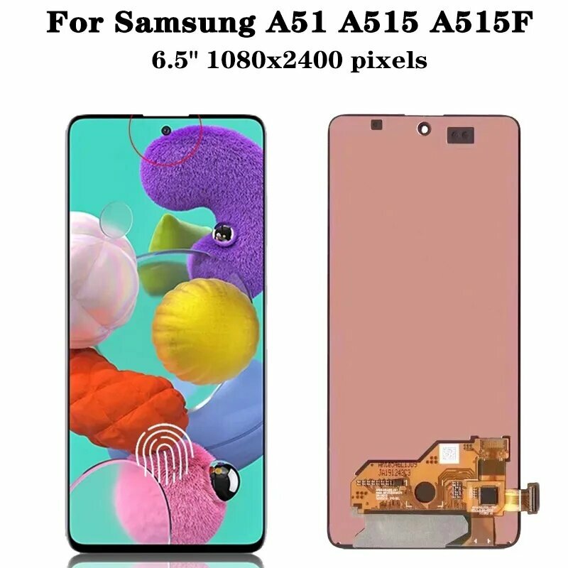 6,5-дюймовый Super AMOLED LCD-дисплей для Samsung Galaxy A51 5G, Galaxy A51, SM-A515F/DSM, SM-A515F/DS, SM-A515F/DSN, сенсорный экран, панель управления.