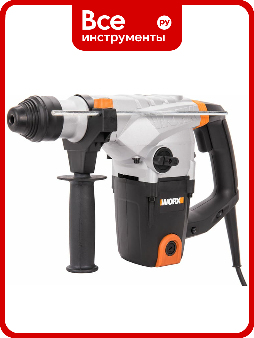 Электрический перфоратор WORX WX333 с щеточным двигателем, три режима работы, SDS‑plus патрон и комплектный чемодан‑кейс