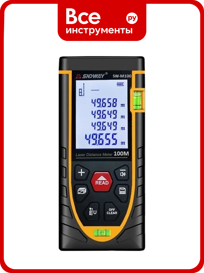 Лазерный дальномер SNDWAY SW-M100 3221, с Автоотключение в отсутствии активных