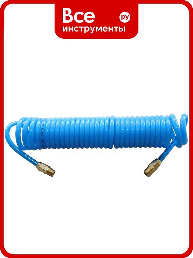 Шланг полиуретановый KraftWell 5х8 мм, 5 м, резьба M1/4 KRW-HC050805M14, рапид‑соединение, термостойкий материал