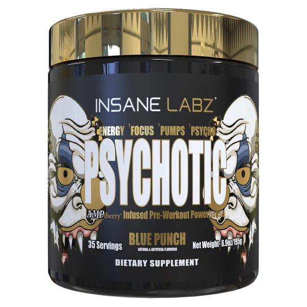 Предтренировочный комплекс Психотик Голд, синий пунш, Insane Labz Psychotic Gold 35 порций