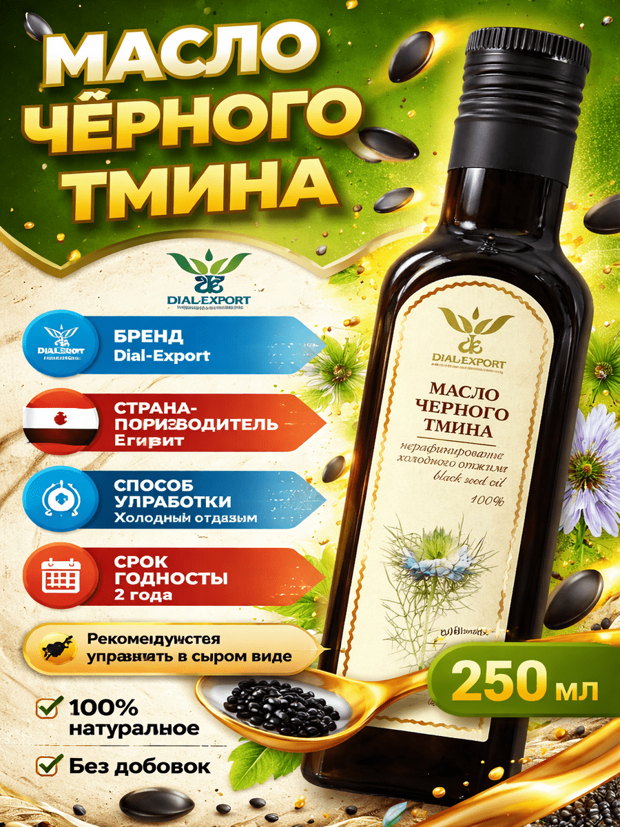 Масло черного тмина Dial-export нерафинированное, 250мл